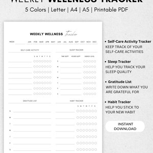 Weekly Wellness Tracker, Weekly Habit Tracker, Sleep Tracker, Self Care ...