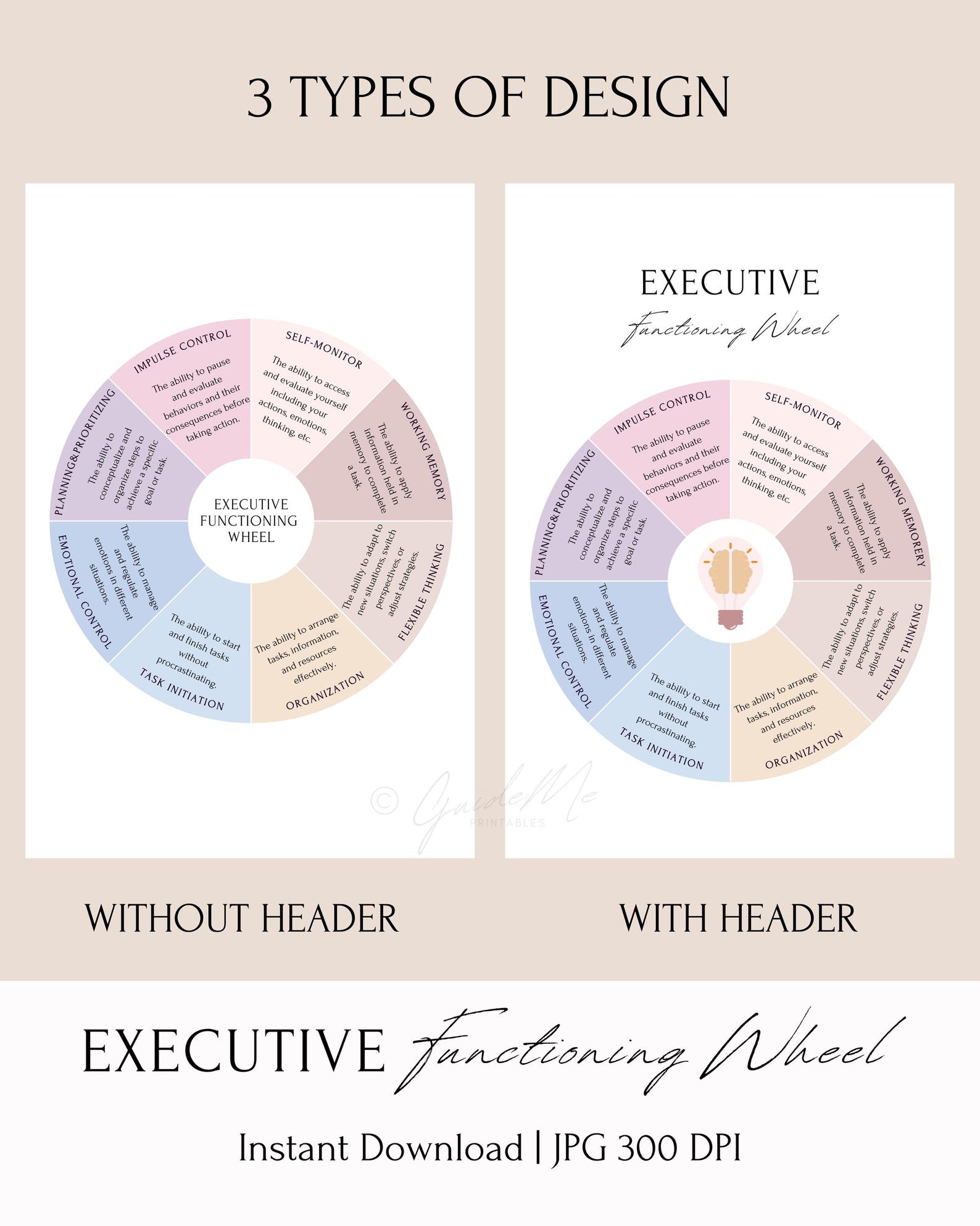 Executive Functioning Wheel, ADHD Printable, Executive Function, Mental ...