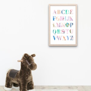 Alphabet Poster Watercolor Floral Style, ABC Poster, Educational Poster ...