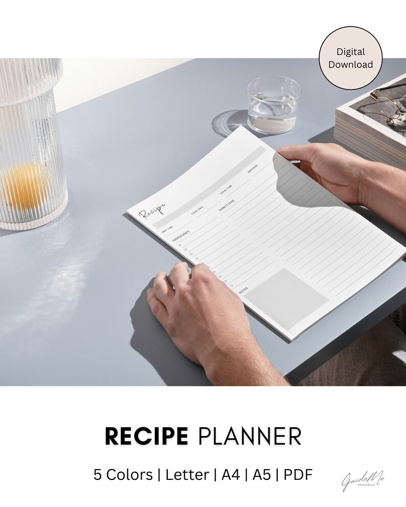 Recipe Planner Printable Template, Recipe Book, Recipe Card, Cook Book ...