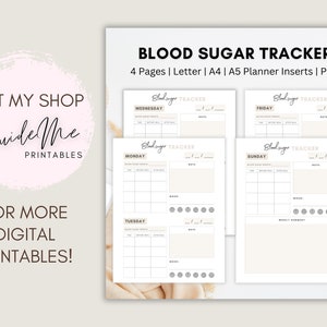 Blood Sugar Log Printable, Blood Sugar Reading Tracker, Blood Glucose ...