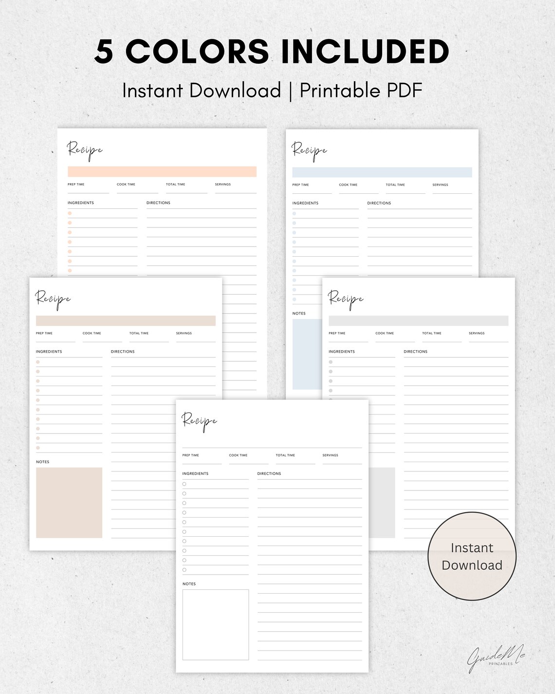 Recipe Planner Printable Template, Recipe Book, Recipe Card, Cook Book ...