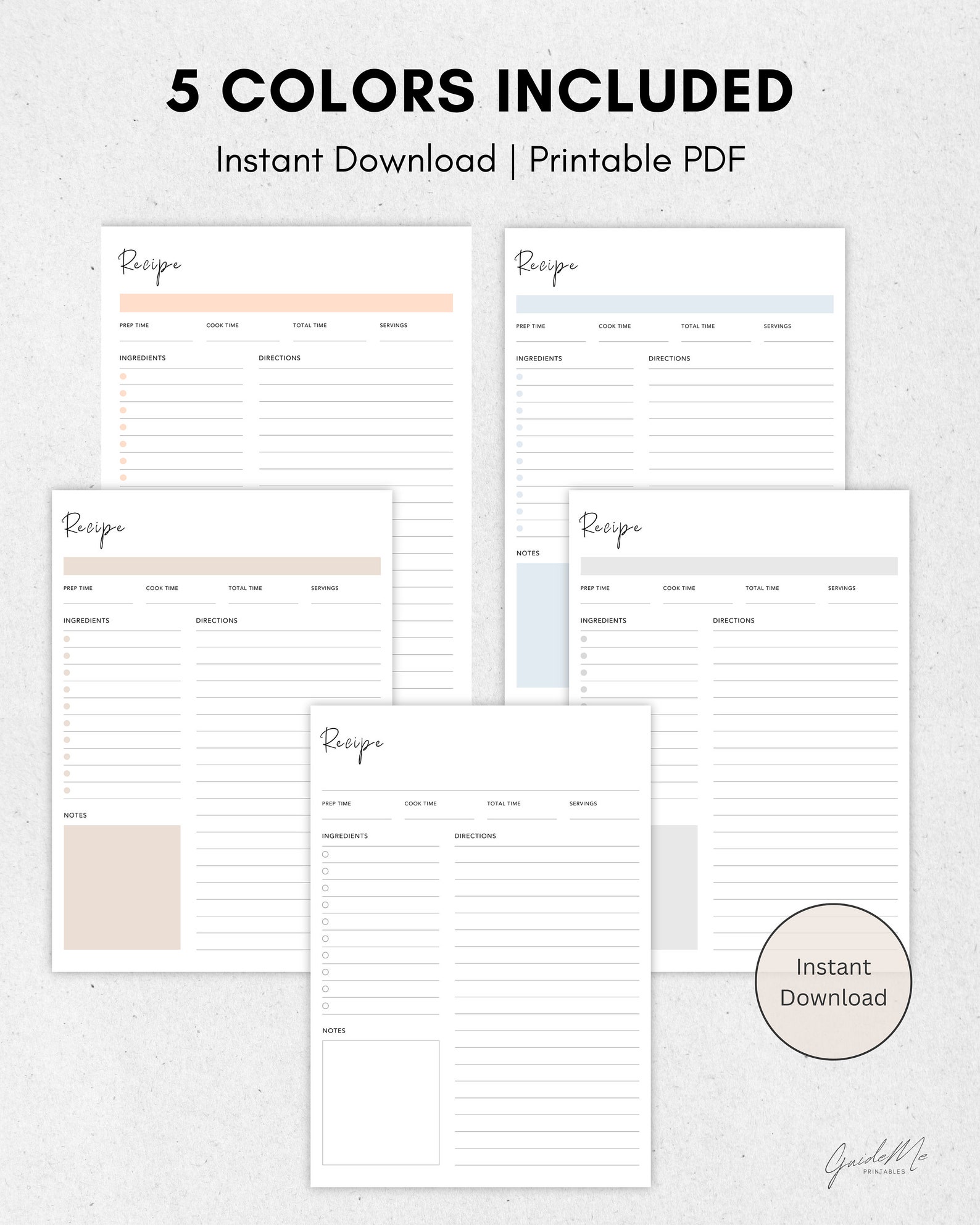 Recipe Planner Printable Template, Recipe Book, Recipe Card, Cook Book ...