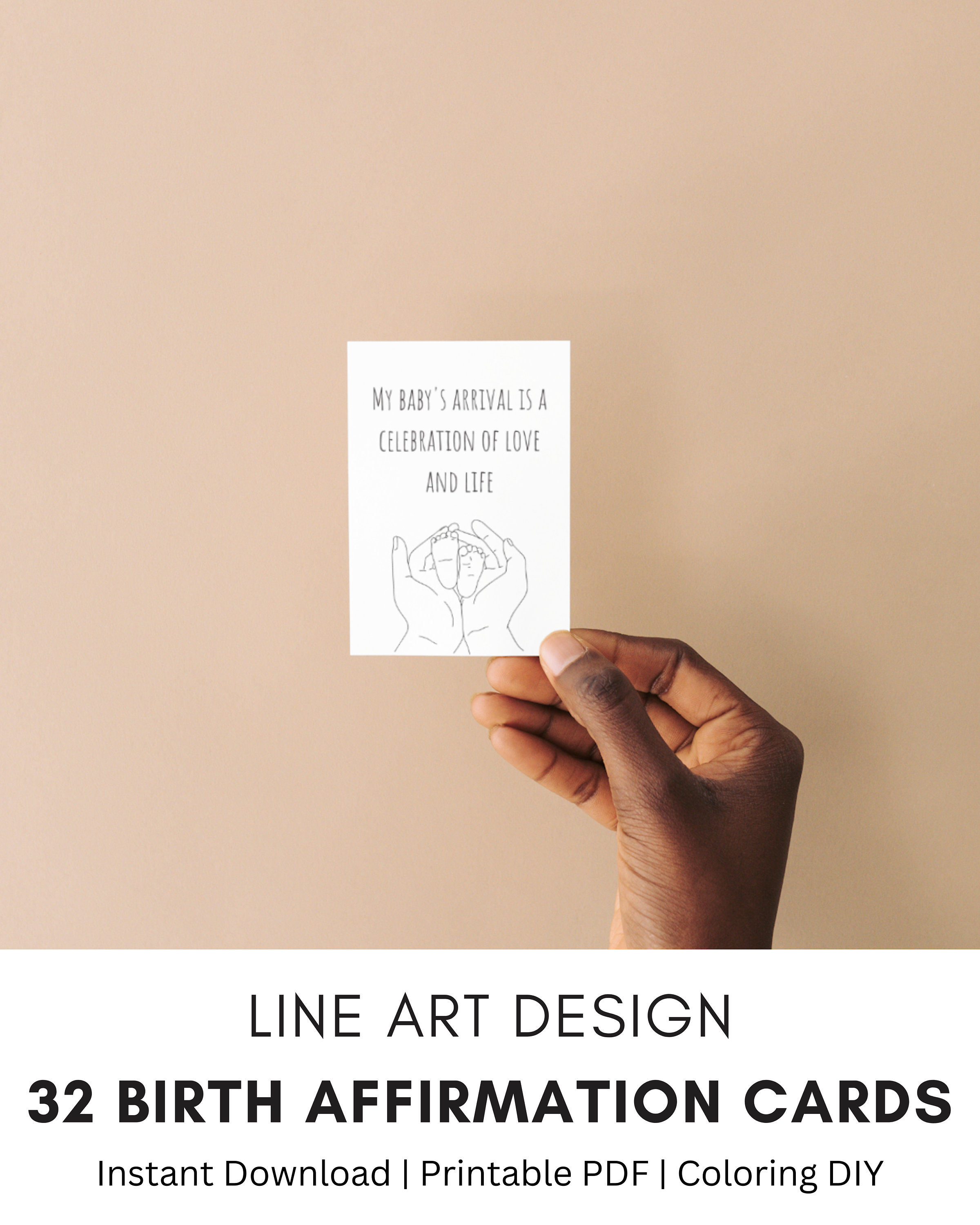 32 Birth Affirmation Printable Cards, Digital Download, Positive Birth ...