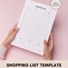 Printable Shopping List Template, Grocery List Template, to Buy List ...