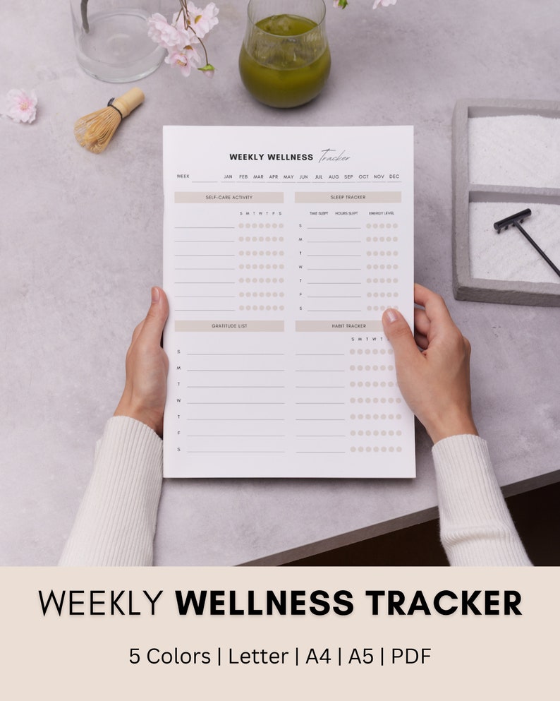 Weekly Wellness Tracker, Weekly Habit Tracker, Sleep Tracker, Self Care ...