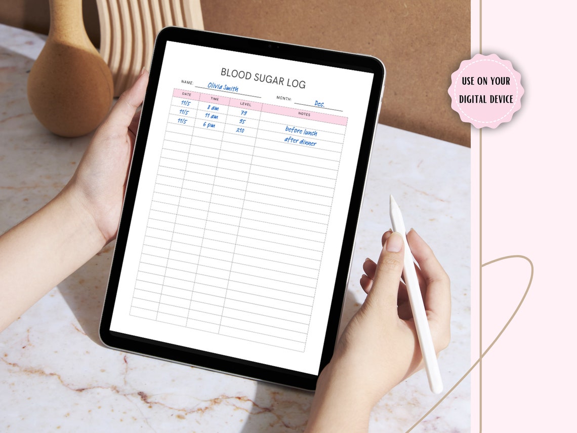 Blood Sugar Log Printable, Blood Sugar Reading Tracker, Blood Glucose ...