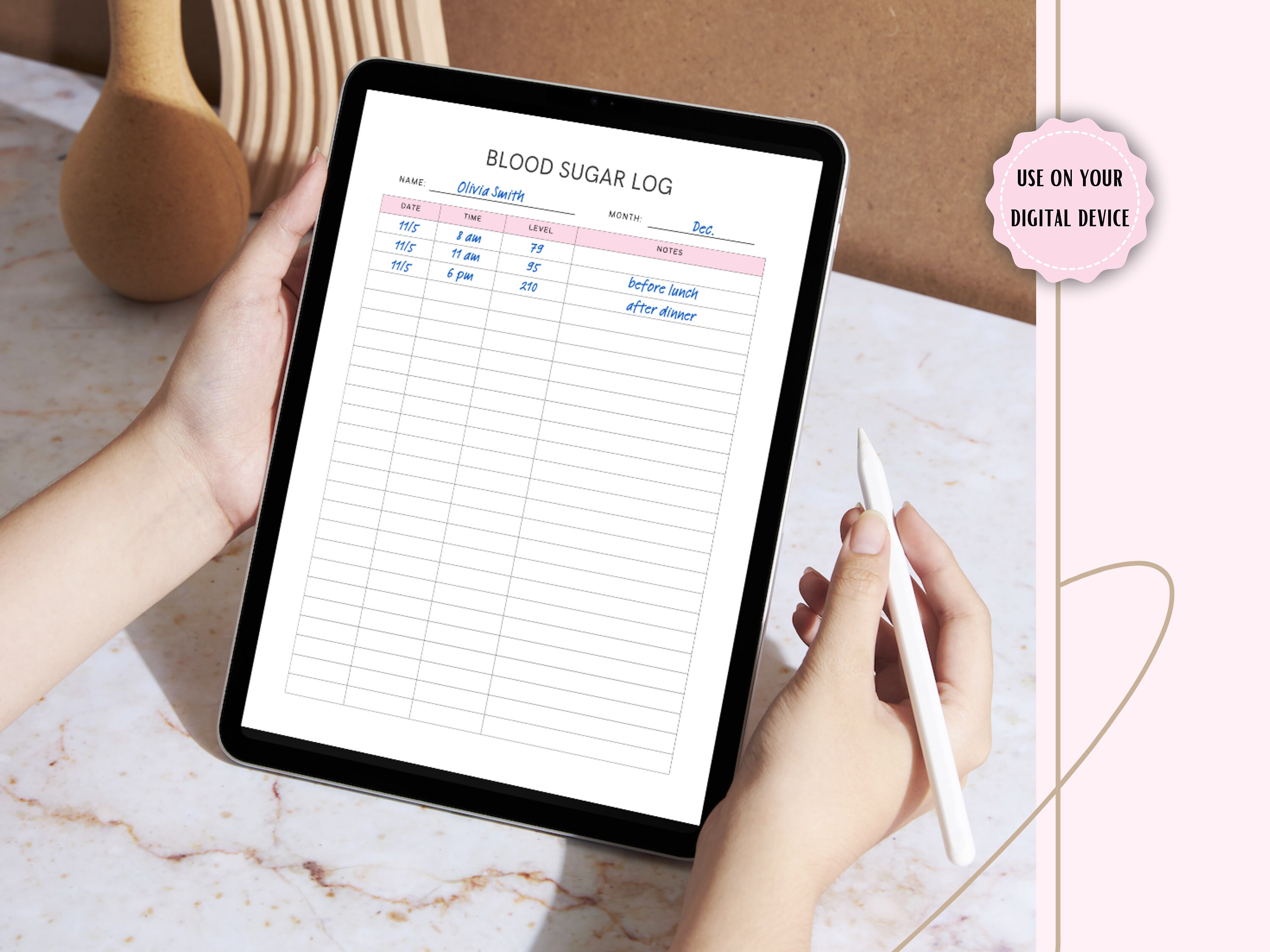 Blood Sugar Log Printable, Blood Sugar Reading Tracker, Blood Glucose ...