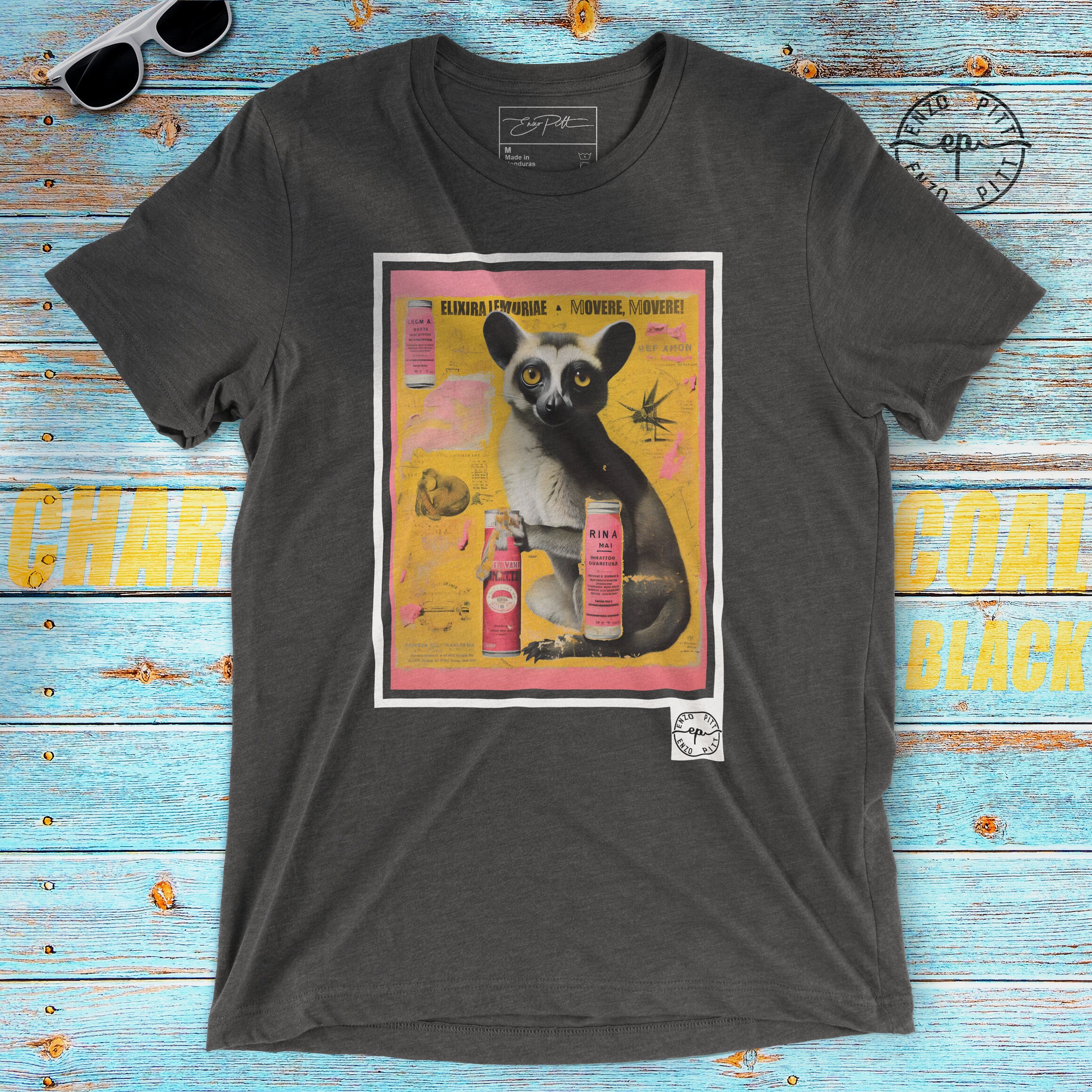 Lemur Tee Shirt, Magazine Cover Art Tshirt, Costal Colors, Stay Wild T ...