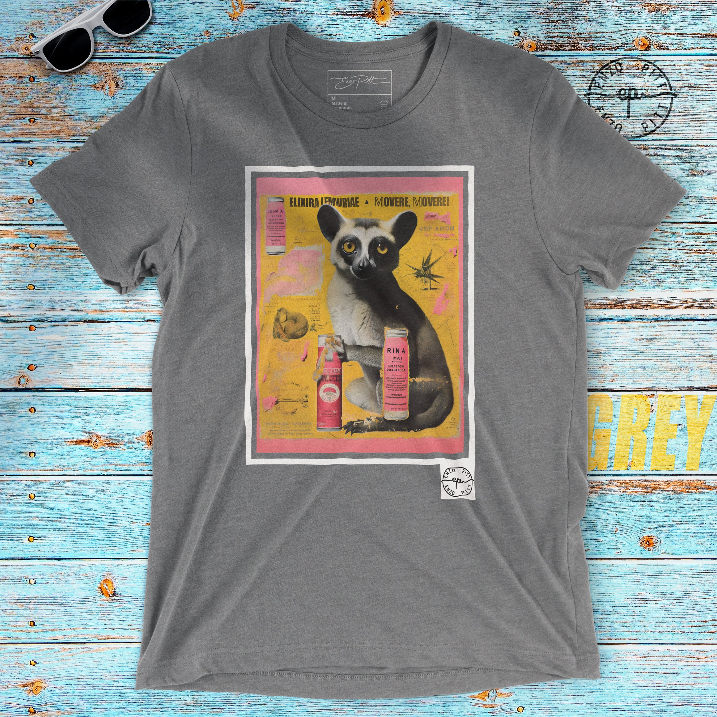 Lemur Tee Shirt, Magazine Cover Art Tshirt, Costal Colors, Stay Wild T ...
