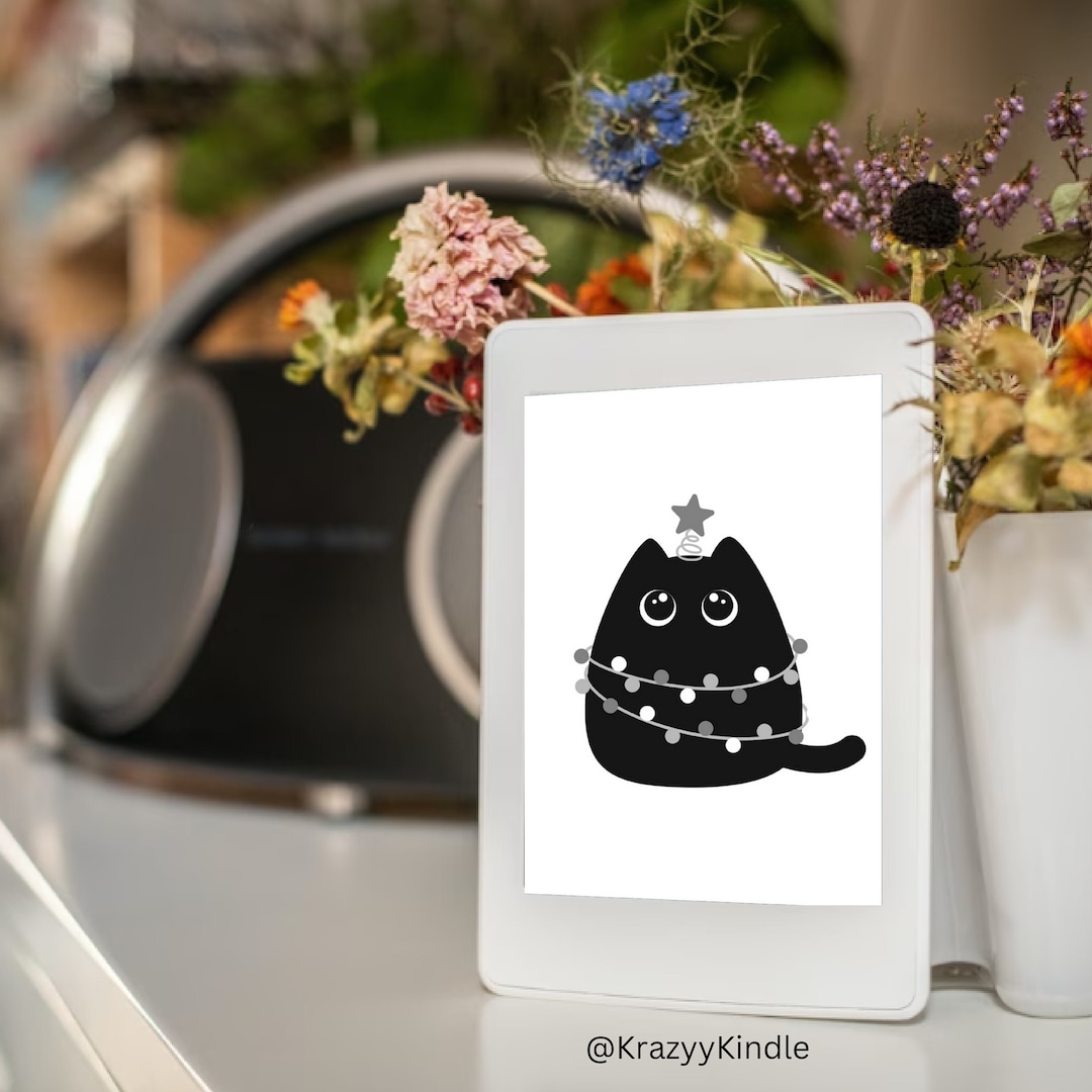 Kindle Lock Screen-cat Christmas Tree 1 Full Screen No - Etsy
