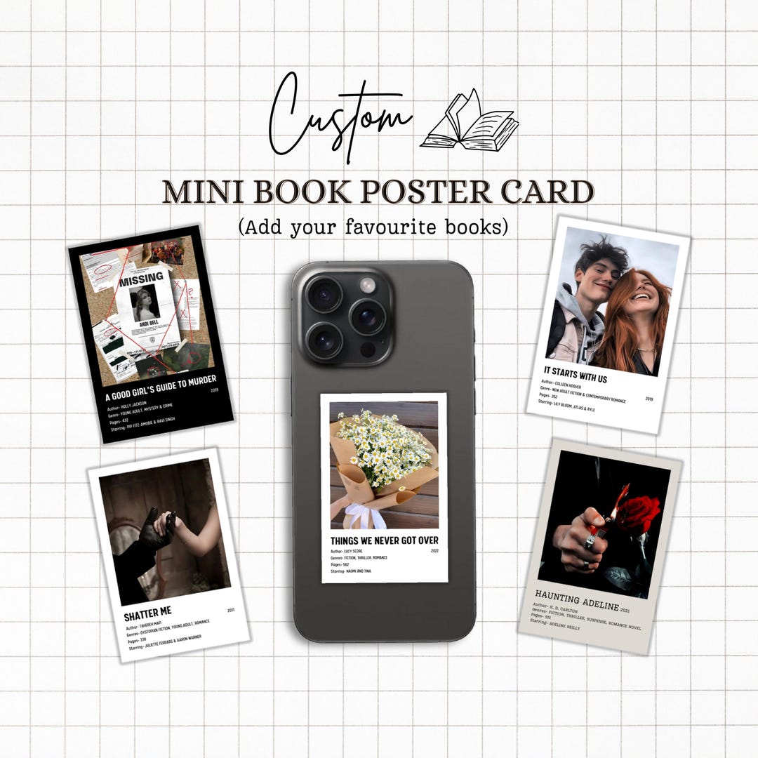 Custom Mini Book Poster Cards Set of 4 | Minimalist Phone Polaroid ...
