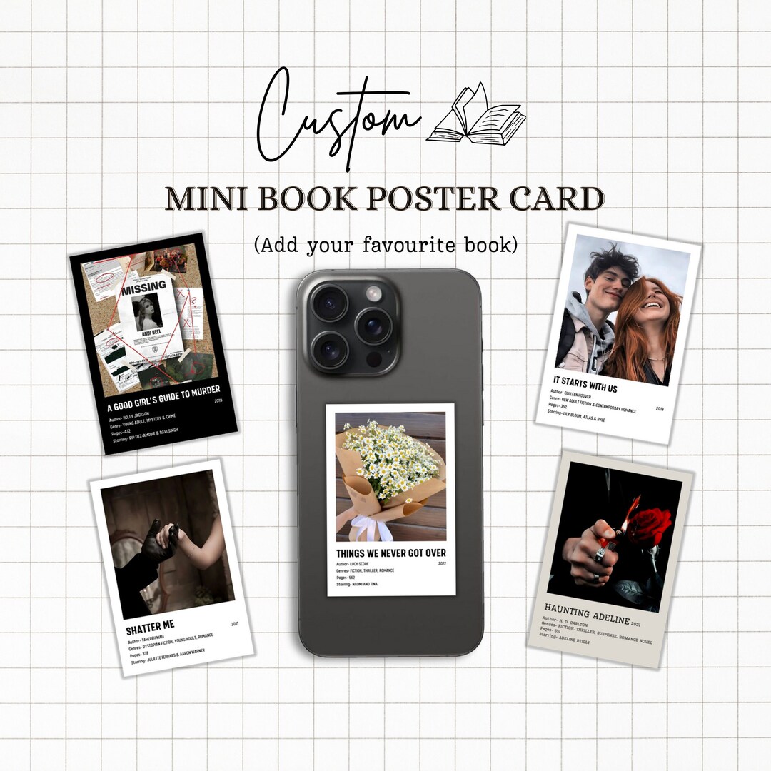 Custom Mini Book Poster Cards Set of 4 Minimalist Phone Polaroid for ...