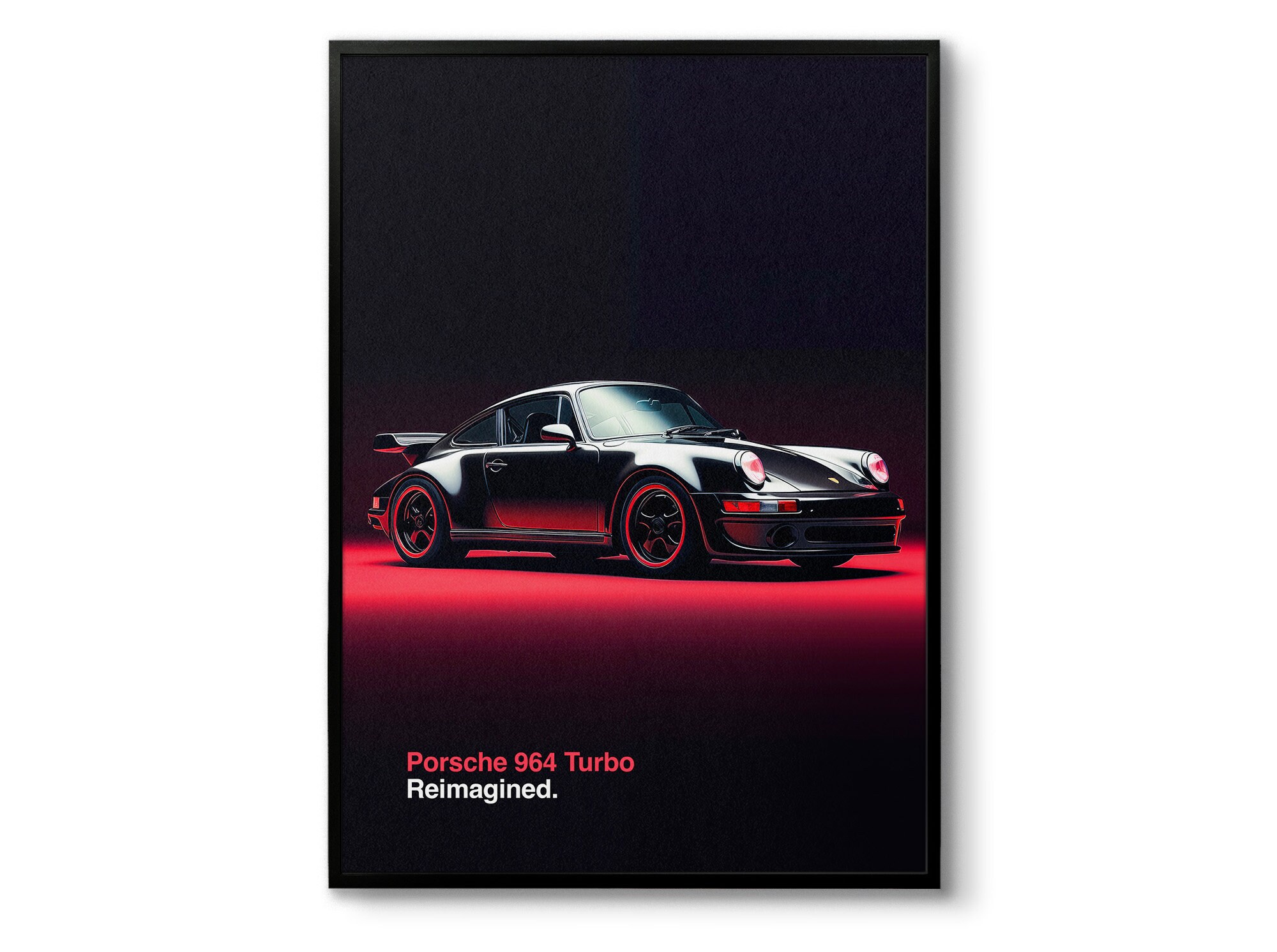 Porsche 964 Turbo Reimagined Poster V2, Car Art Print, Bedroom, Lounge ...