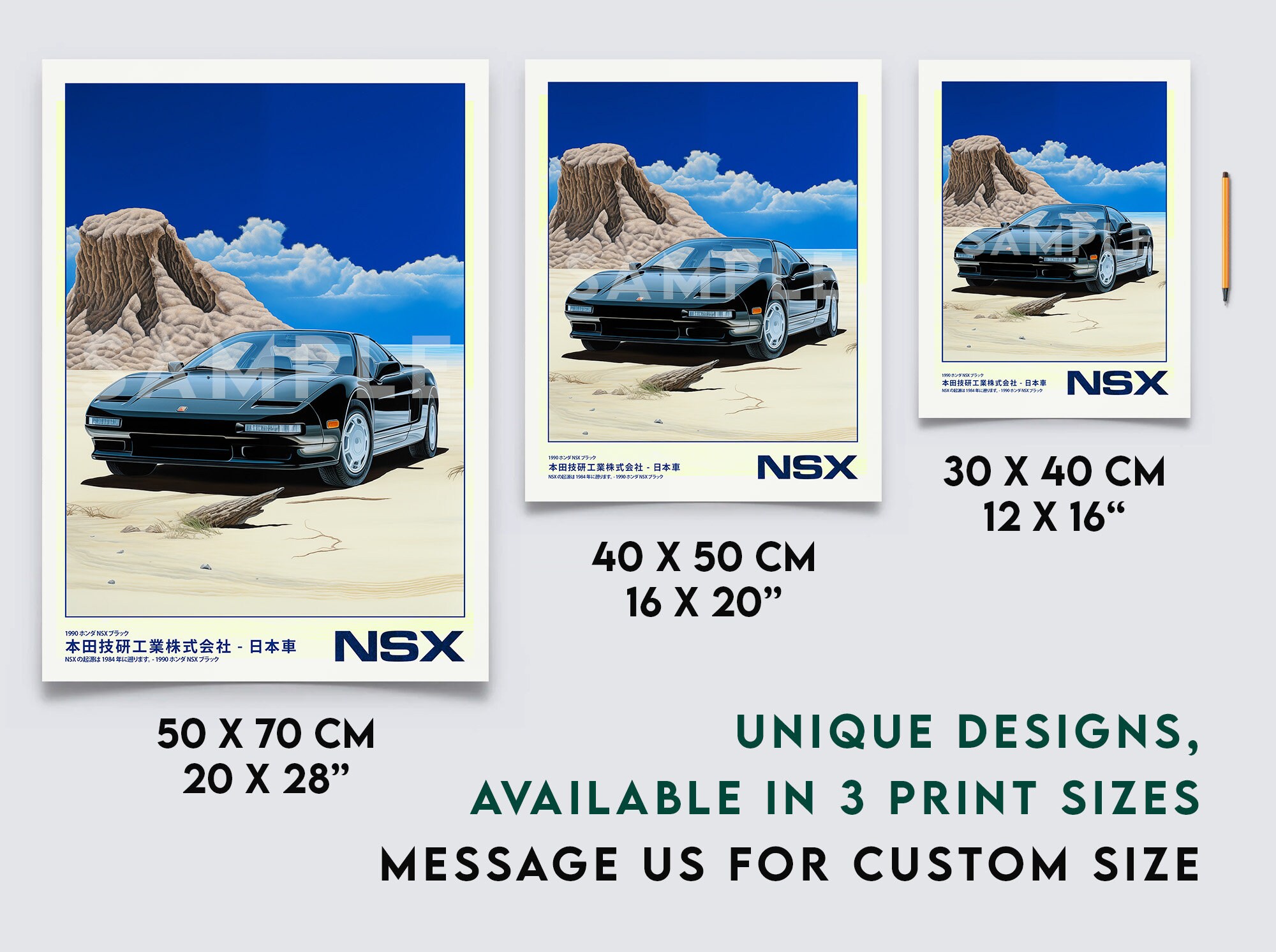 Honda NSX Black Poster Surreal Car Art Print Bedroom - Etsy