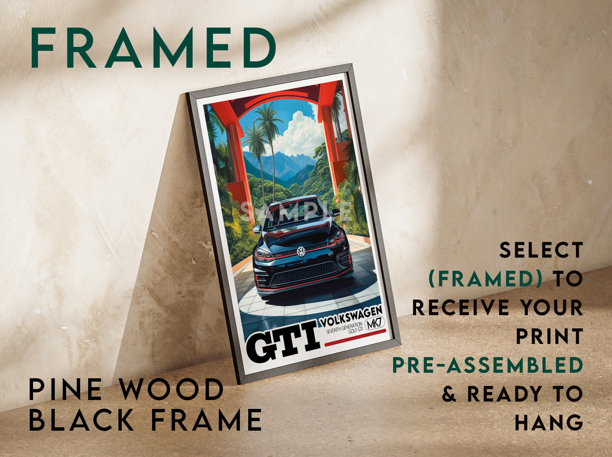 VW Golf GTI Mk7 Poster, Volkswagen Golf GTI Mk7 Print, Car Art Print ...