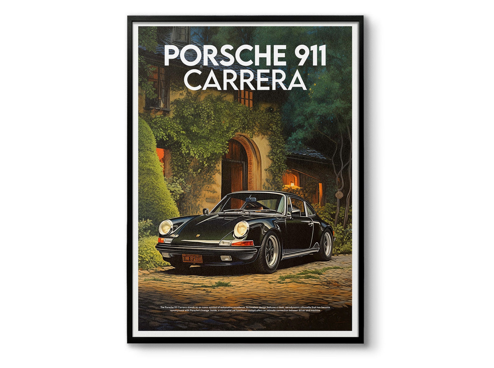 Classic Porsche 911 Carrera in Italy Poster, Porsche 911 Print Vintage ...
