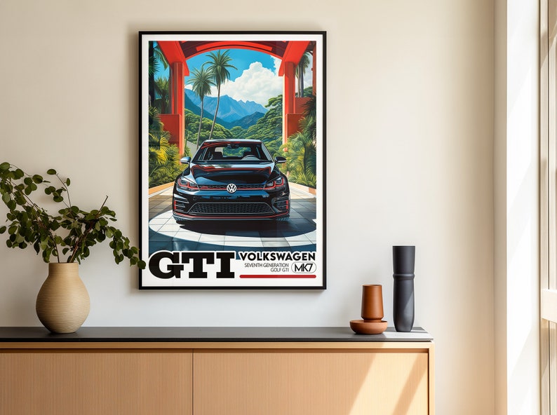 VW Golf GTI Mk7 Poster, Volkswagen Golf GTI Mk7 Print, Car Art Print ...