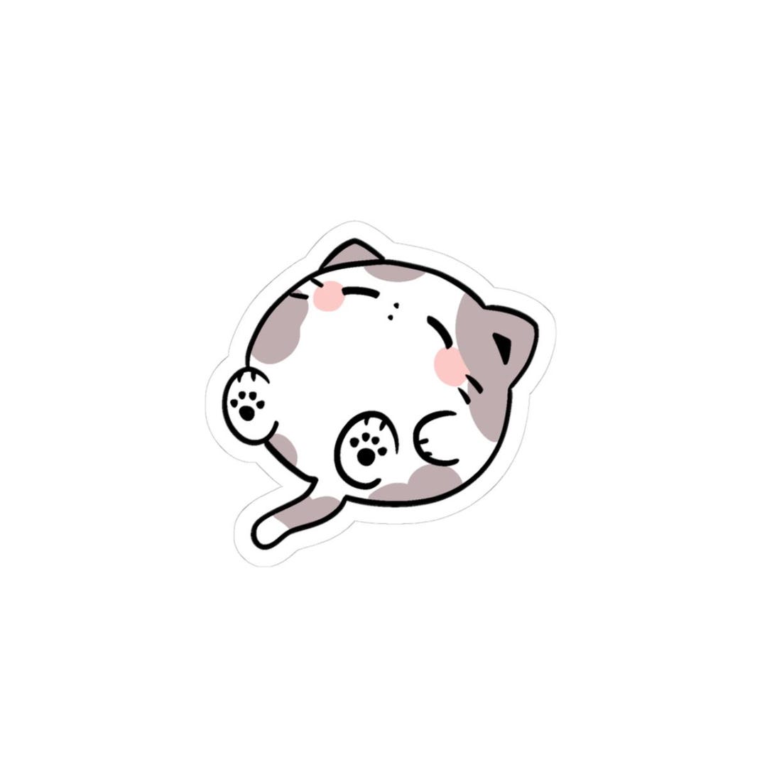 Chubby Blushing Cat Sticker | Kiss-cut Sticker - Etsy
