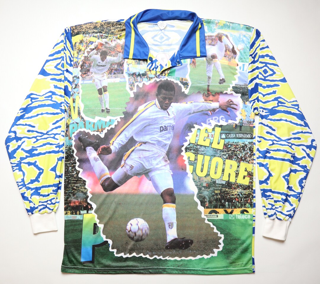 Asprilla Parma 1990s 90s Vintage Long Sleeve Graphic Tee Football Shirt ...