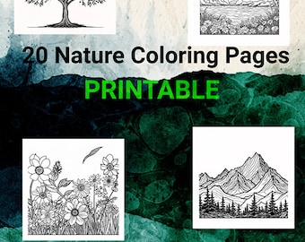 5 Printable Pages of Nature Theme for Coloring Fun - Etsy