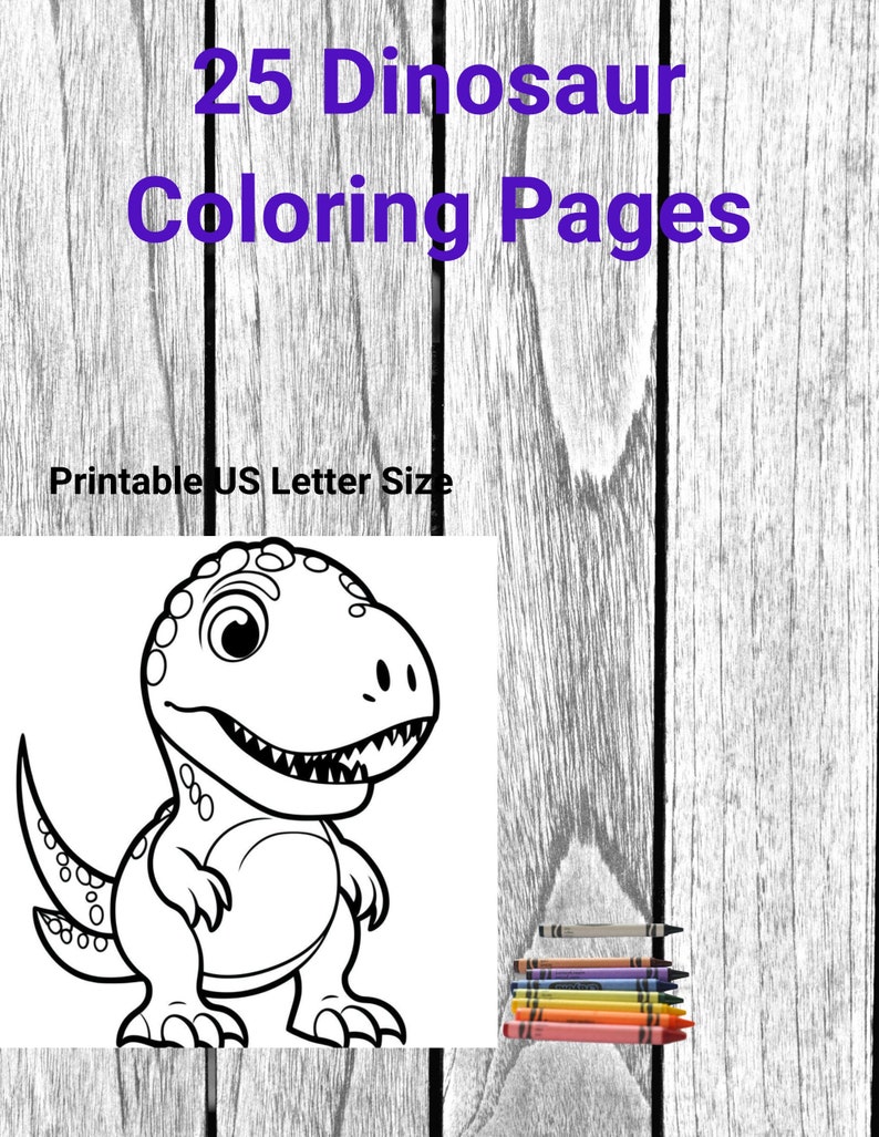 25 Printable Dinosaur Coloring Pages - Etsy UK