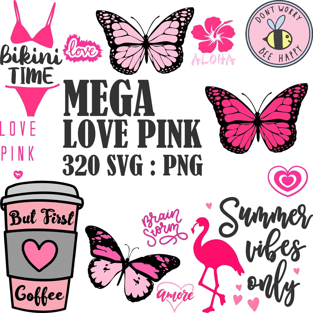 Mega Love Pink Digital Stickers, Valentine Pre-cropped Digital Planner ...