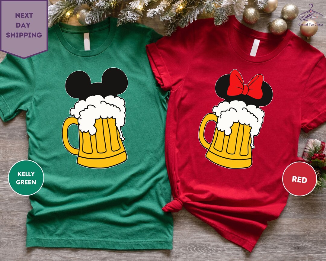 Disney Mickey and Minnie Beer Shirt, Disney Christmas Party Shirt ...