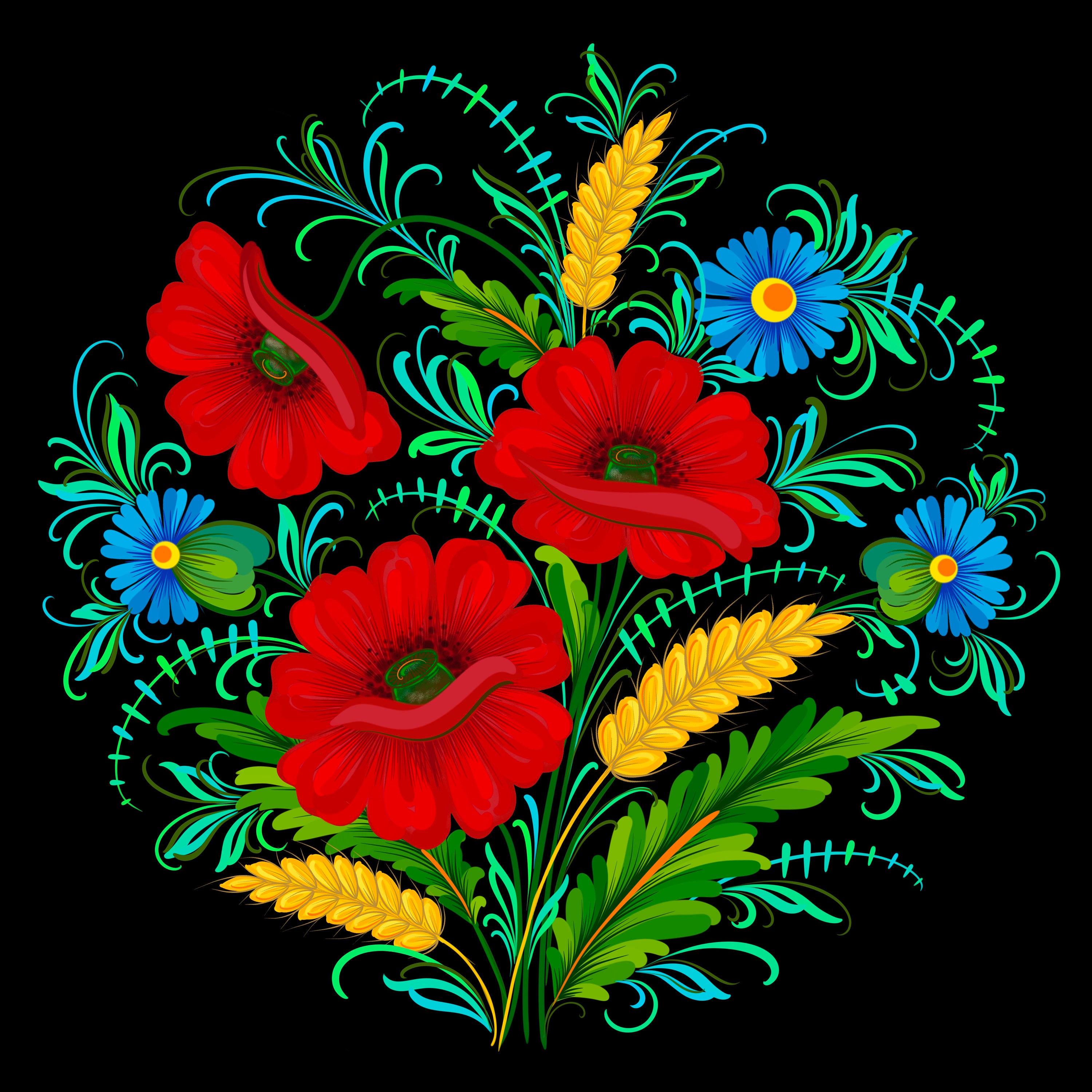 Ukrainian Digital Art, Ukraine Petrykov Art, Poppies, Flower Instant ...