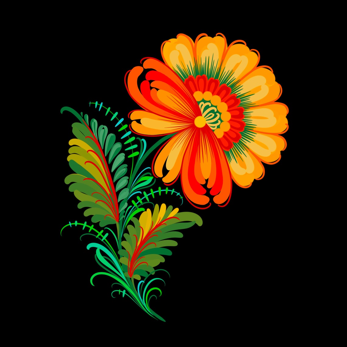 Ukrainian Digital Art, Ukraine Petrykov Art, Flower Instant Download ...