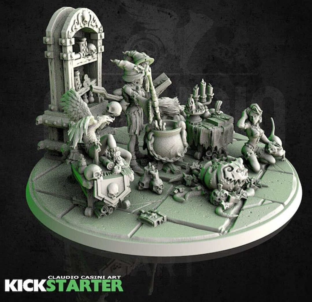 Halloween Witches Diorama: 32mm/75mm Scale Miniature by Claudio Casini ...
