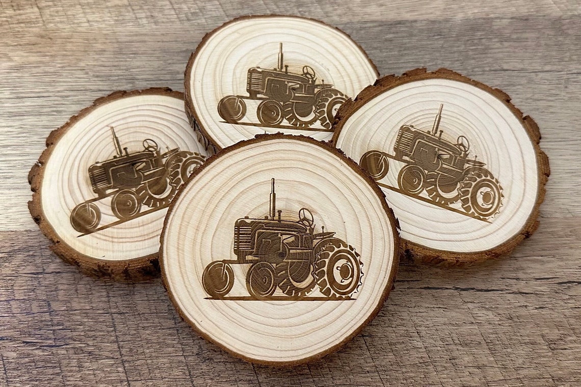 Tractor Wood Coaster Set Gifts for Christmas Birthday - Etsy