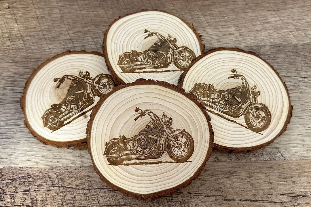 Motorcycle / Biker Wood Coaster Set Harley Gifts for Valentines Day ...