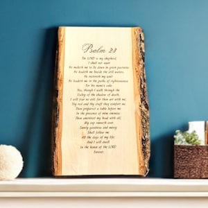 Psalm 23 Engraved Live Edge Wooden Sign - Easter Gift - Christian Wall ...