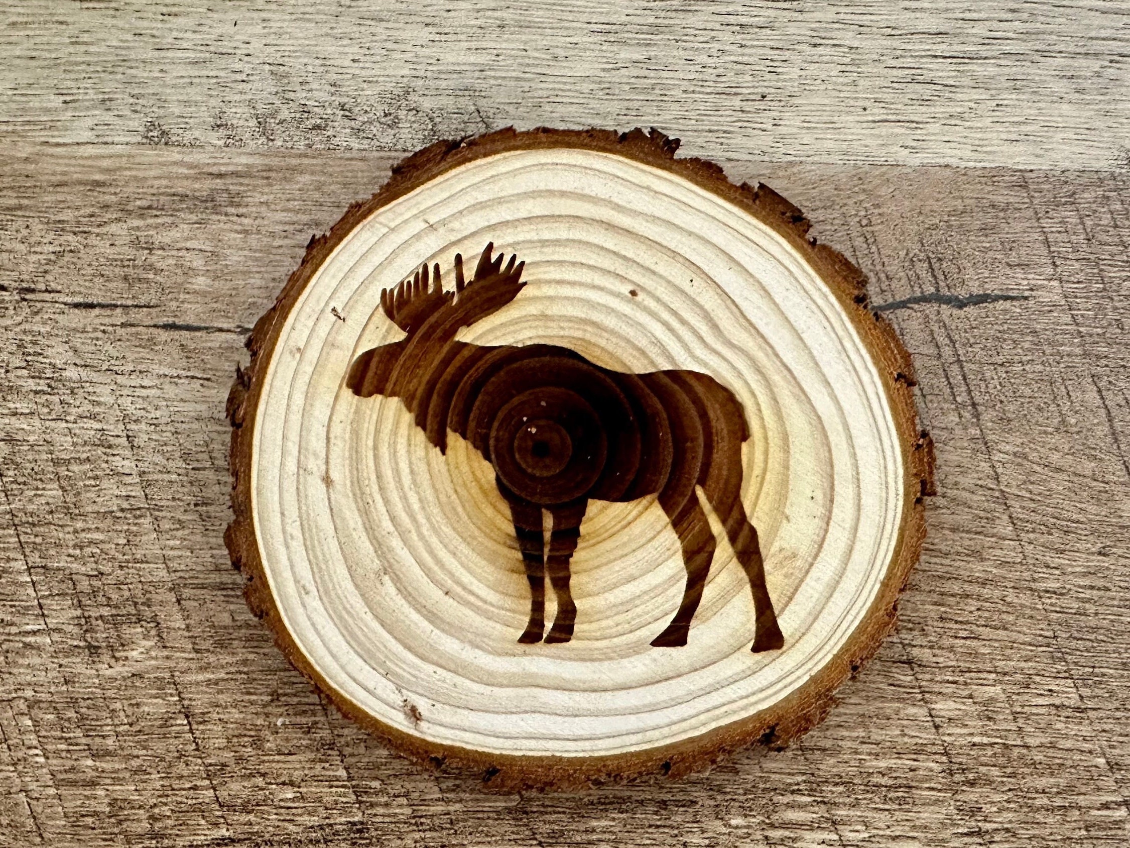 Moose Wood Coaster Set - Gifts for Valentines, Birthday, Wedding ...
