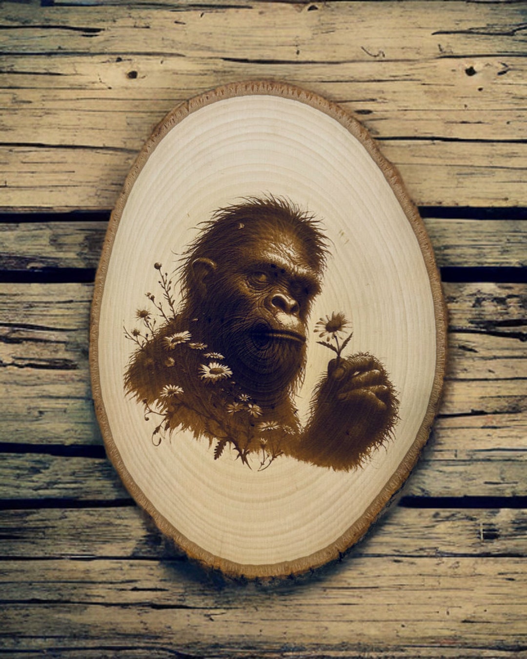 Bigfoot Laser Engraved Live Edge Wall Art - Cryptid - Sasquatch - Skunk ...