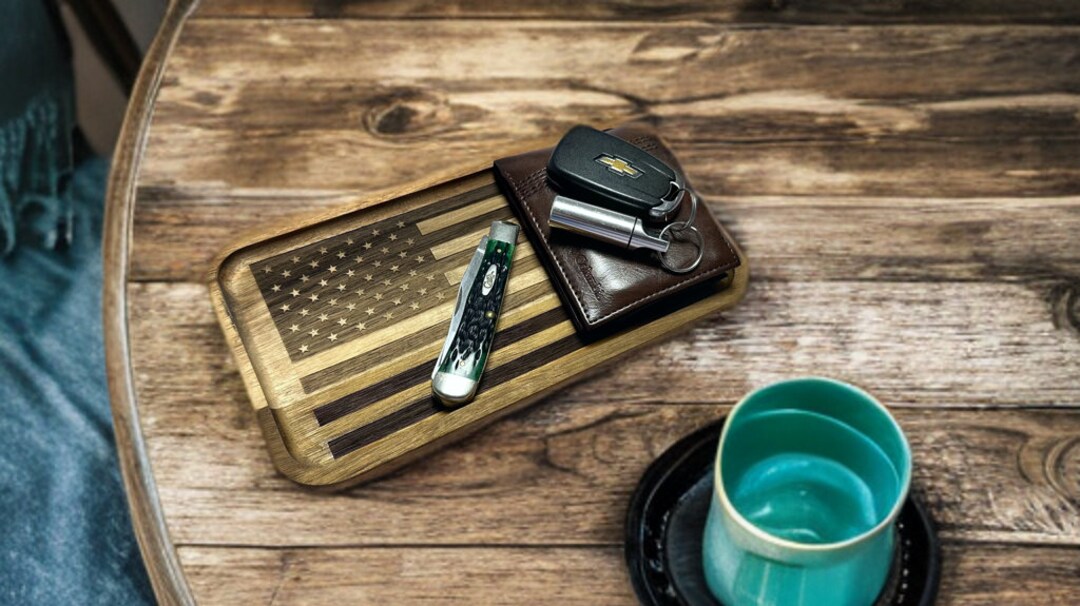 American Flag Valet Tray - Key Tray - Engraved Valet Tray - Catch All ...