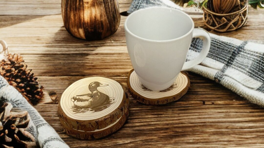 Mallard Duck Wood Coaster Set - Gifts for Valentines, Birthday, Wedding ...