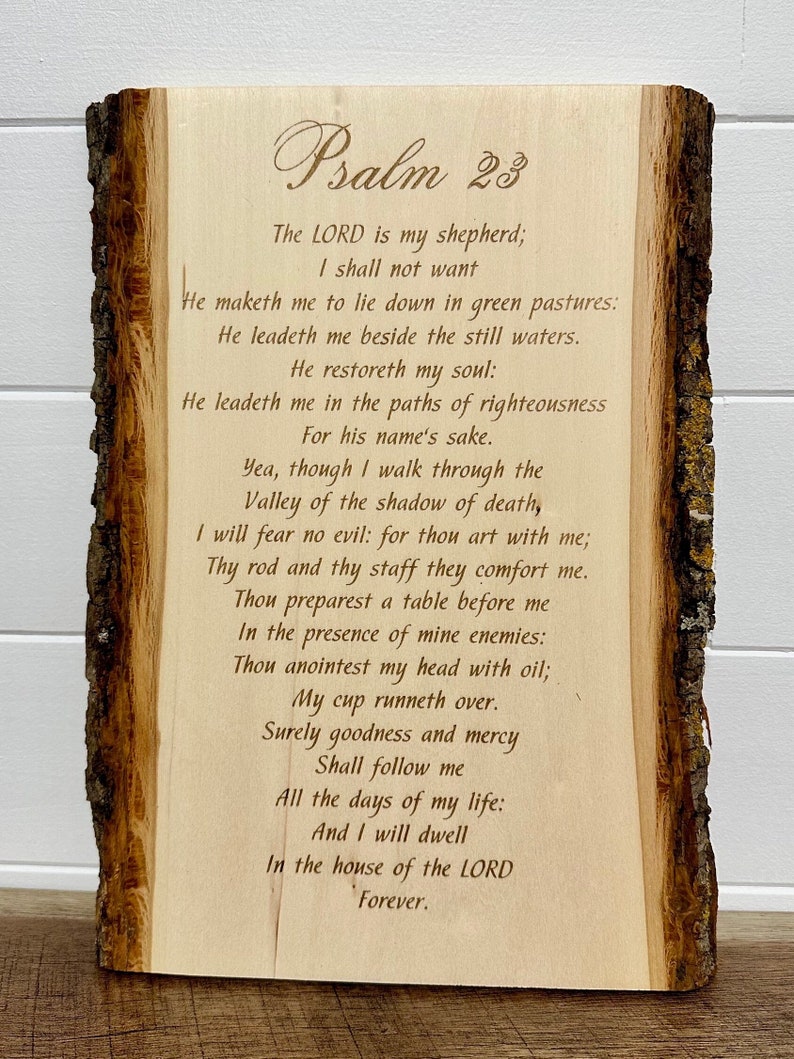 Psalm 23 Engraved Live Edge Wooden Sign - Easter Gift - Christian Wall ...
