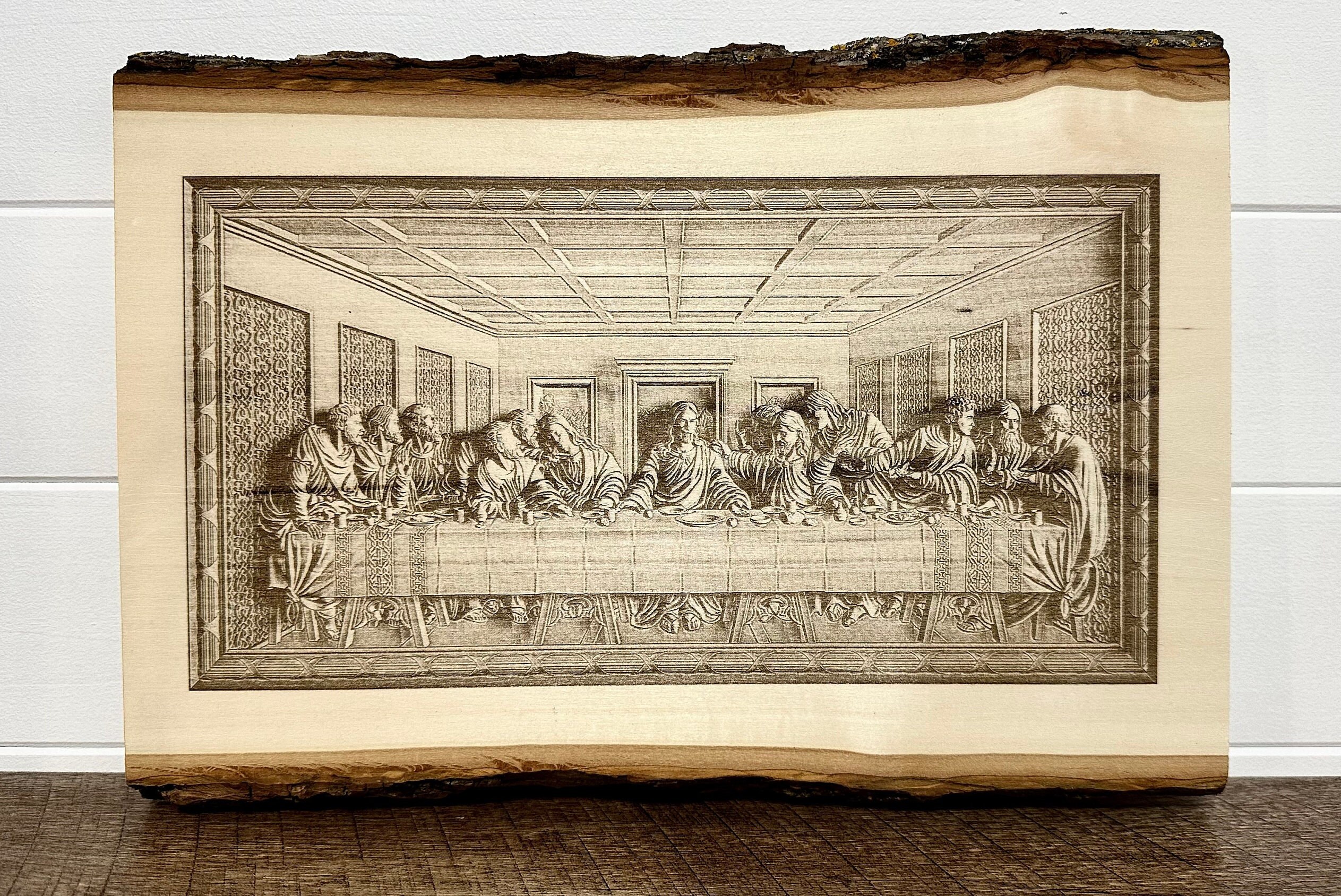 The Last Supper 3D Engraving on Live Edge Wooden Plank - Easter Gift ...