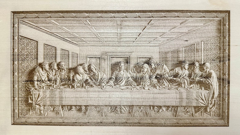The Last Supper 3D Engraving on Live Edge Wooden Plank - Easter Gift ...