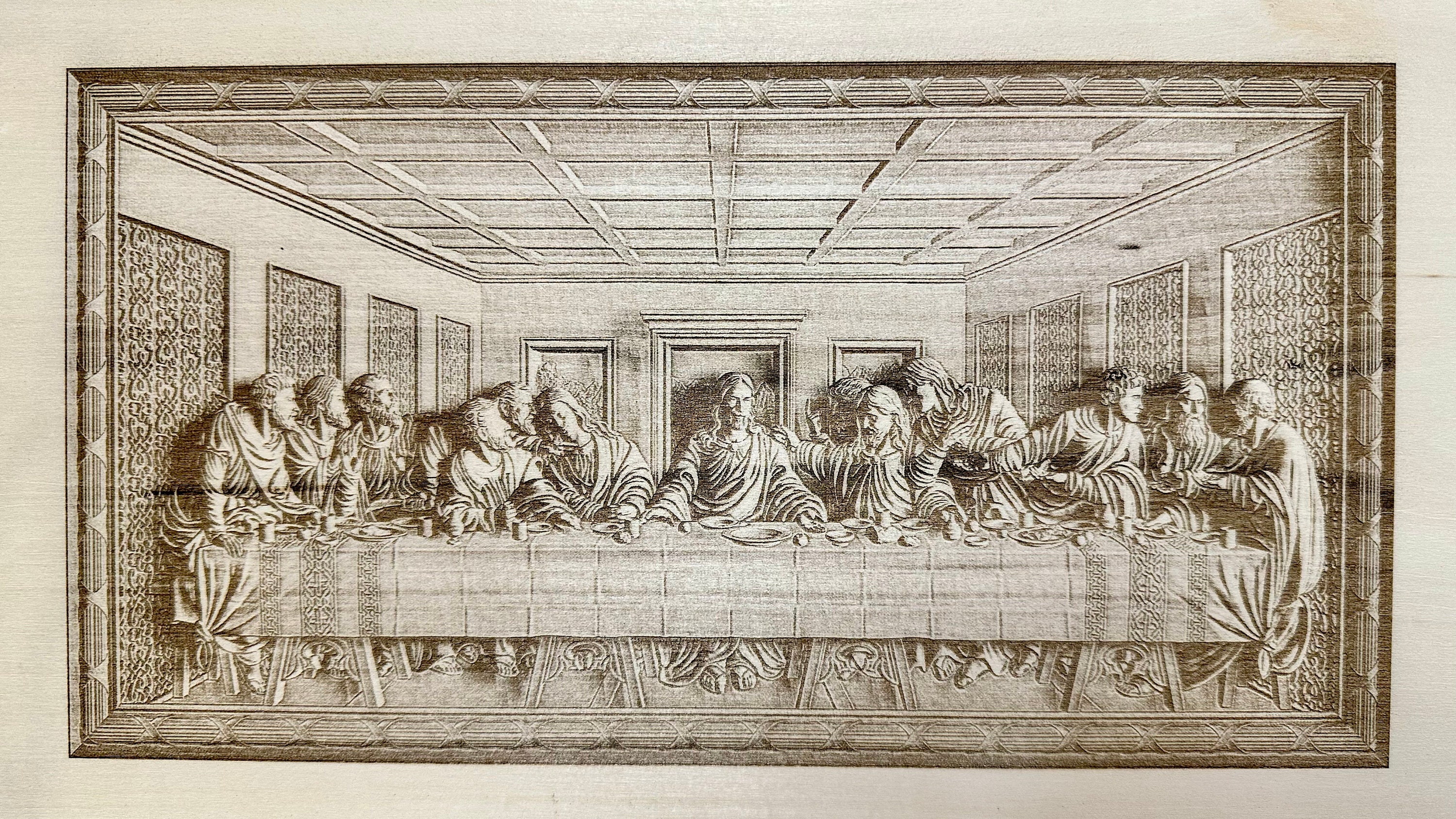 The Last Supper 3D Engraving on Live Edge Wooden Plank - Easter Gift ...