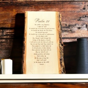 Psalm 23 Engraved Live Edge Wooden Sign - Easter Gift - Christian Wall ...