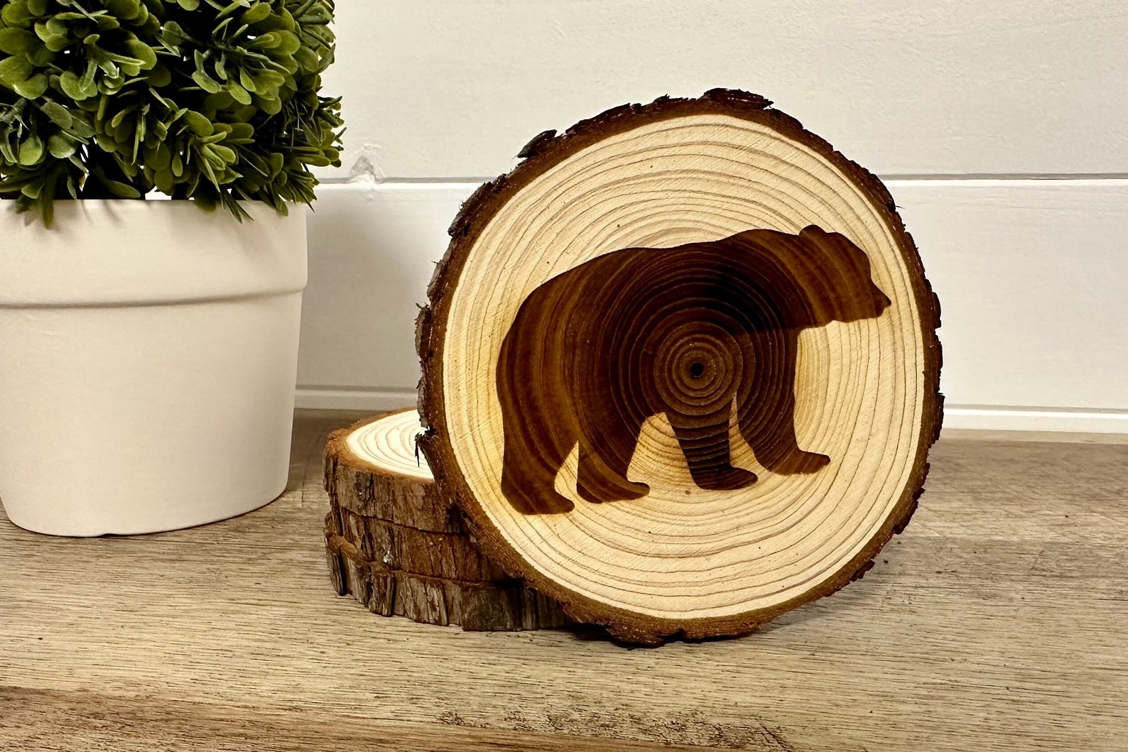 Black Bear Wood Coaster Set - Gifts for Father's Day, Birthday, Wedding ...