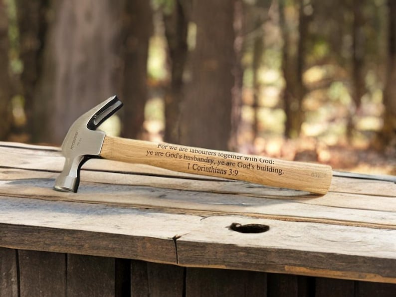 Bible Verse Engraved Hammer - Ordination, Baptism Gift - Dad, Grandpa ...