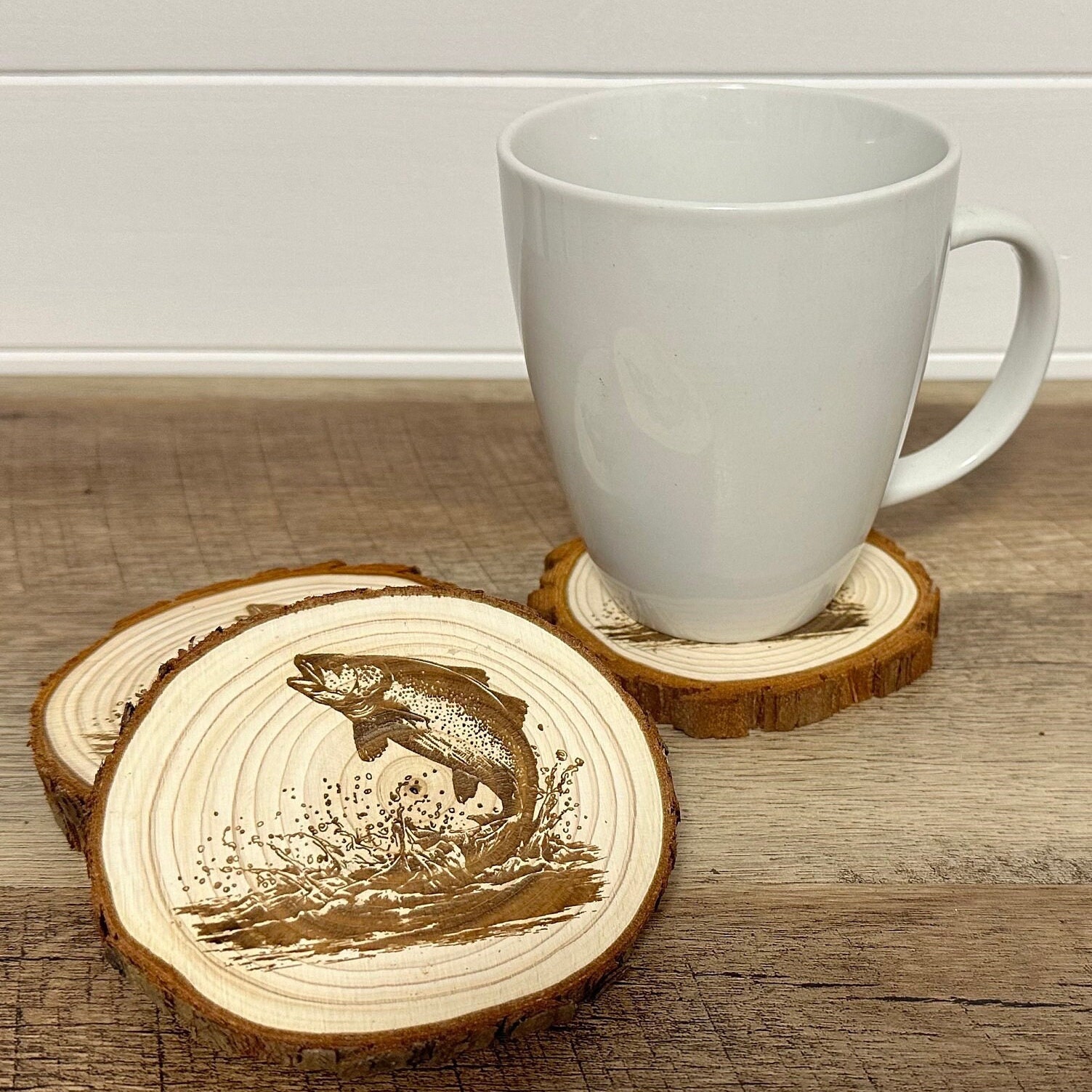 Fishing Wood Coaster Set Birthday, Wedding, Anniversary, Fishing Gifts ...