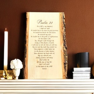 Psalm 23 Engraved Live Edge Wooden Sign - Easter Gift - Christian Wall ...