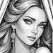 BEHIND THE DRAPES| Beautiful Women Hair Coloring Page for Adult Instant ...