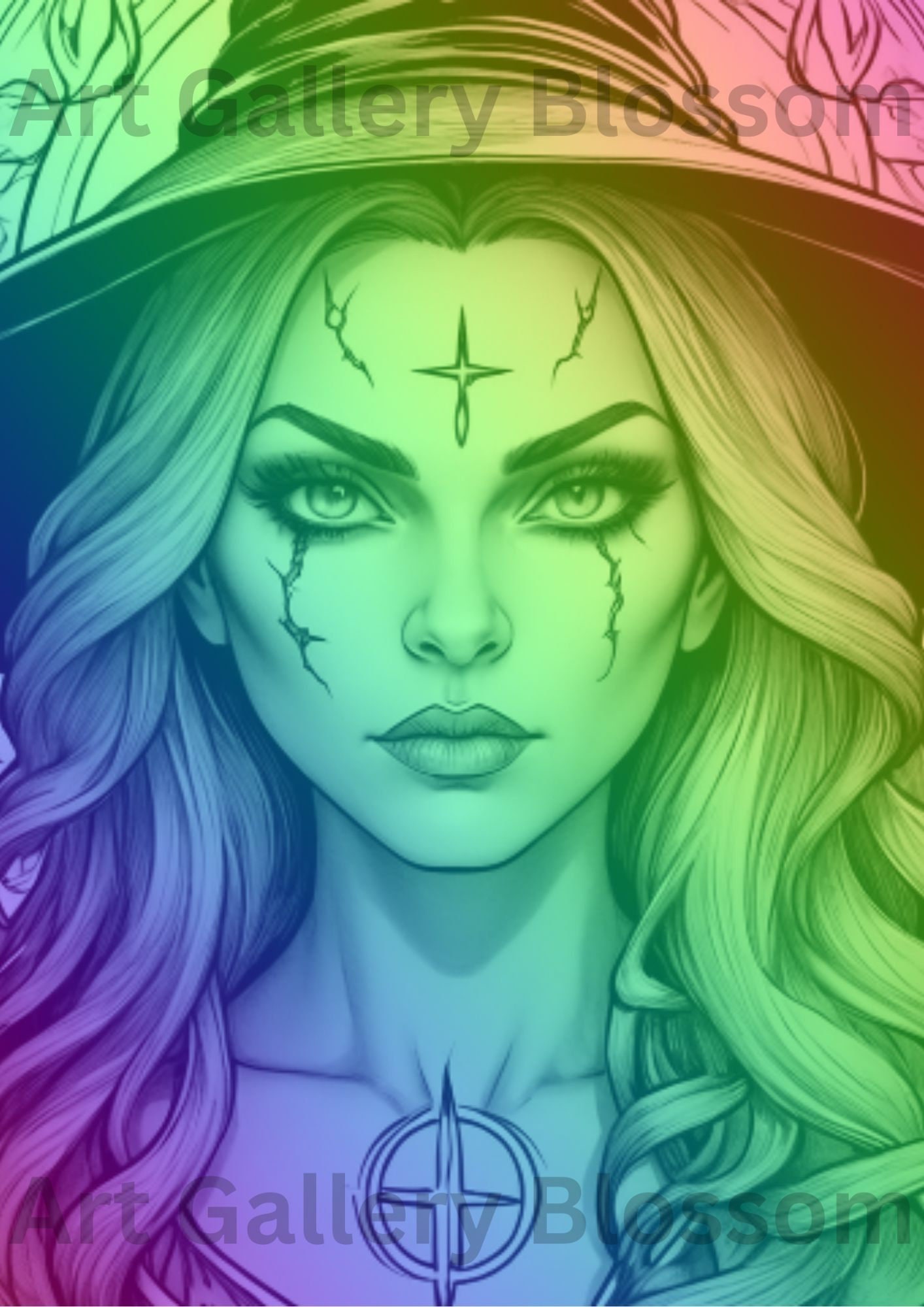 Witch Witch Coloring Page Printable PDF JPG Magical Witch Fantasy ...