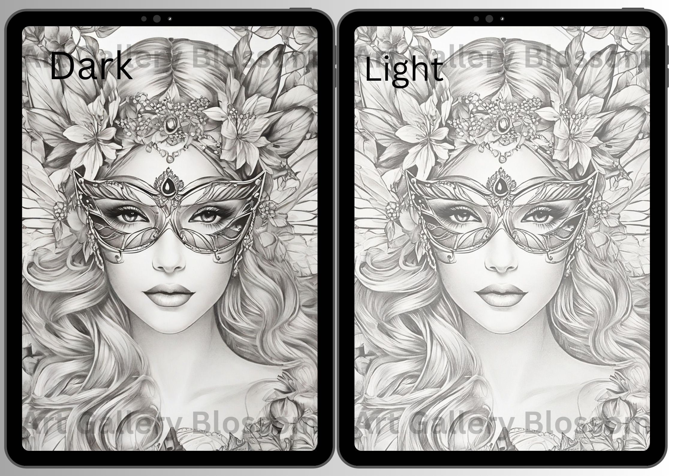 BEHIND THE MASK Women Hair Flower Coloring Page Download Adult Instant ...